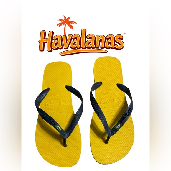 Havaianas | Shoes | Havaianas Vibrant Yellow Flip Flops With Dark ...